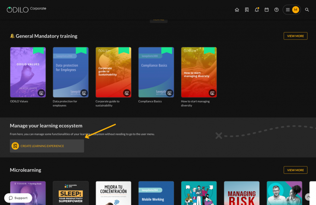 Create a Learning Experience – ODILO Help Center