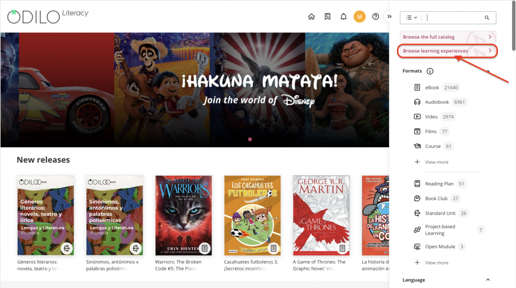 Discover Learning Experiences – ODILO Help Center