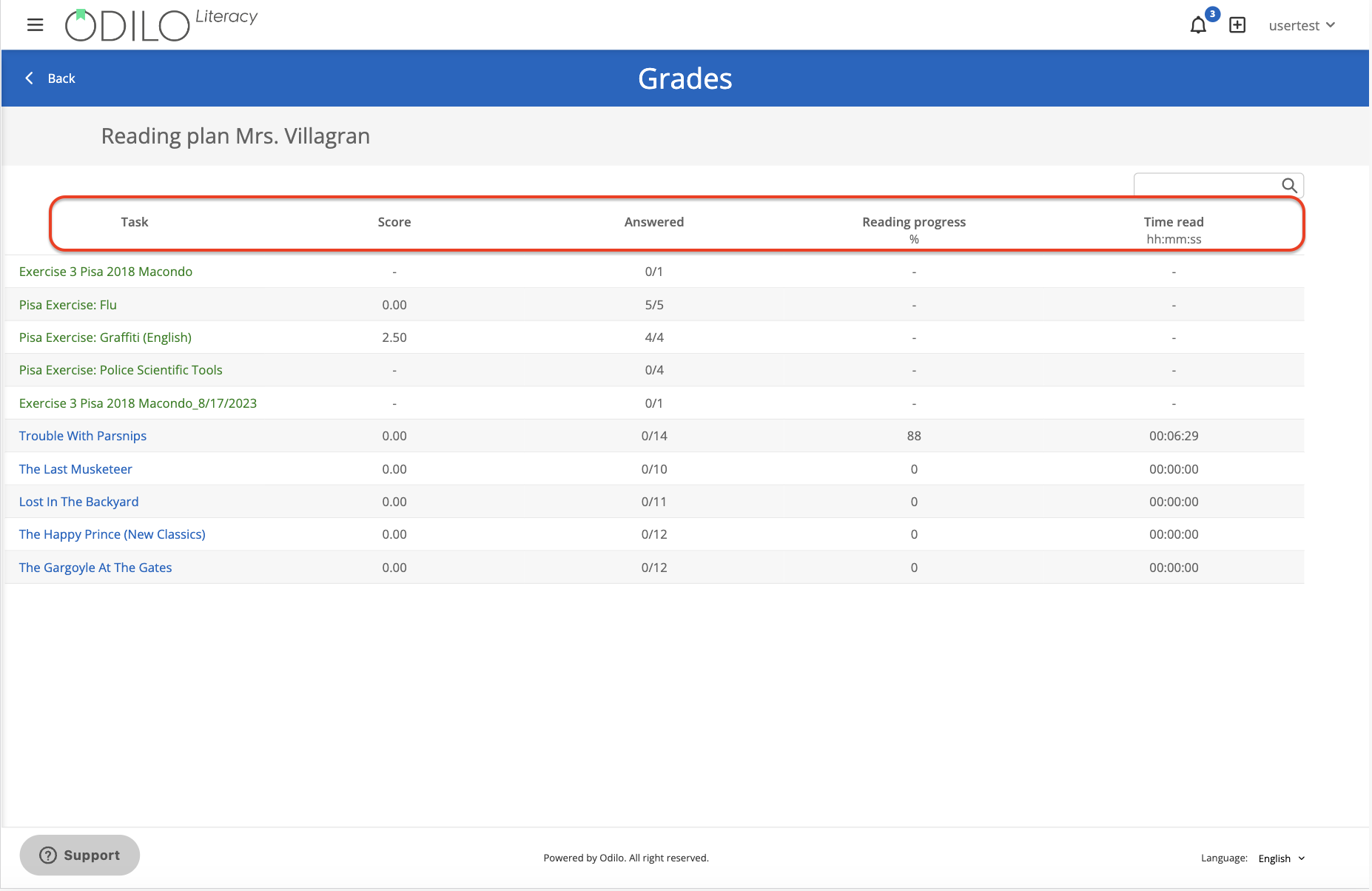 View progress and grades – ODILO Help Center