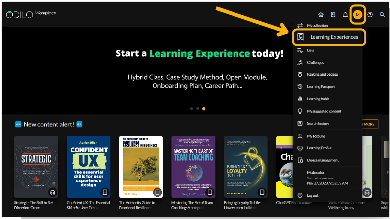 Find your active Learning Experiences – ODILO Help Center