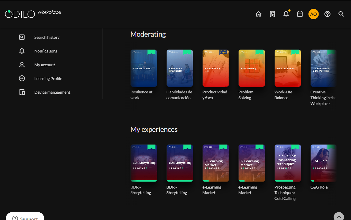 Find your active Learning Experiences – ODILO Help Center